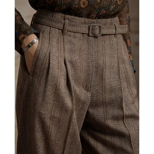 Ralph Lauren Wool-cotton Herringbone Pant