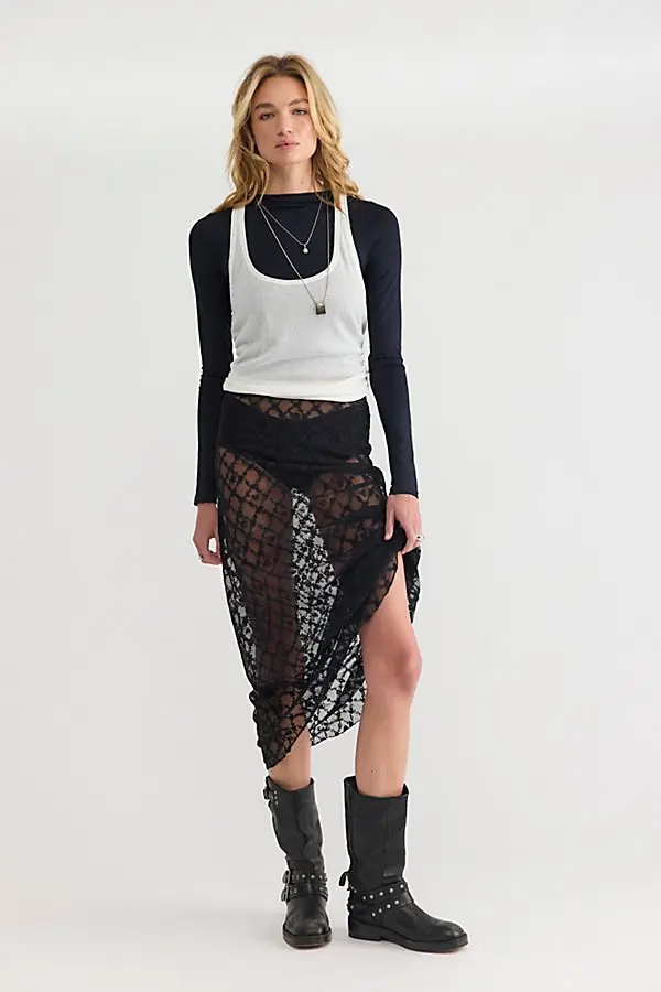 SPELL Serpent Lace Maxi Skirt