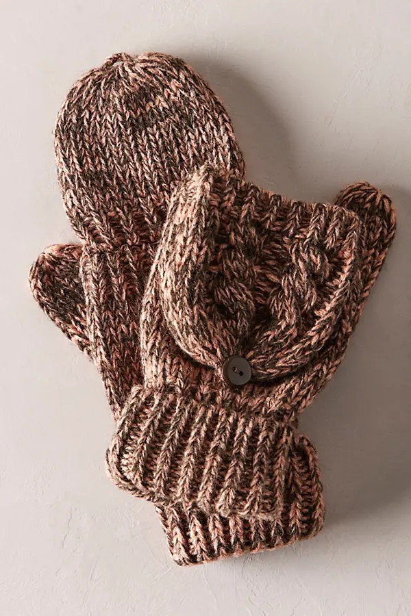Free People Marl It Pop Top Mittens - Pink Combo