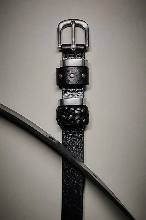 Free People We The Free Braided Slim Belt - Black
