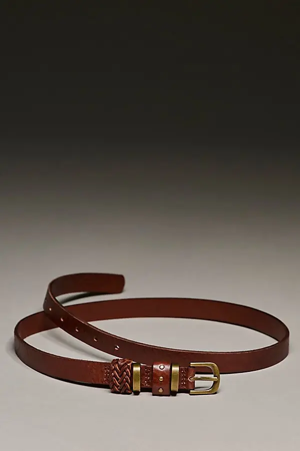 Free People We The Free Braided Slim Belt - Cognac