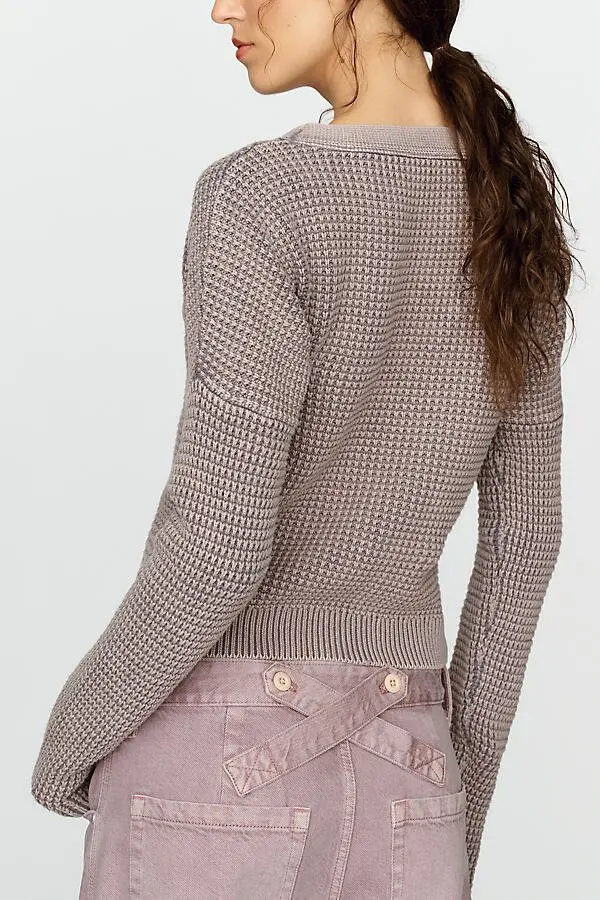 PILCRO Waffle Knit Cardigan