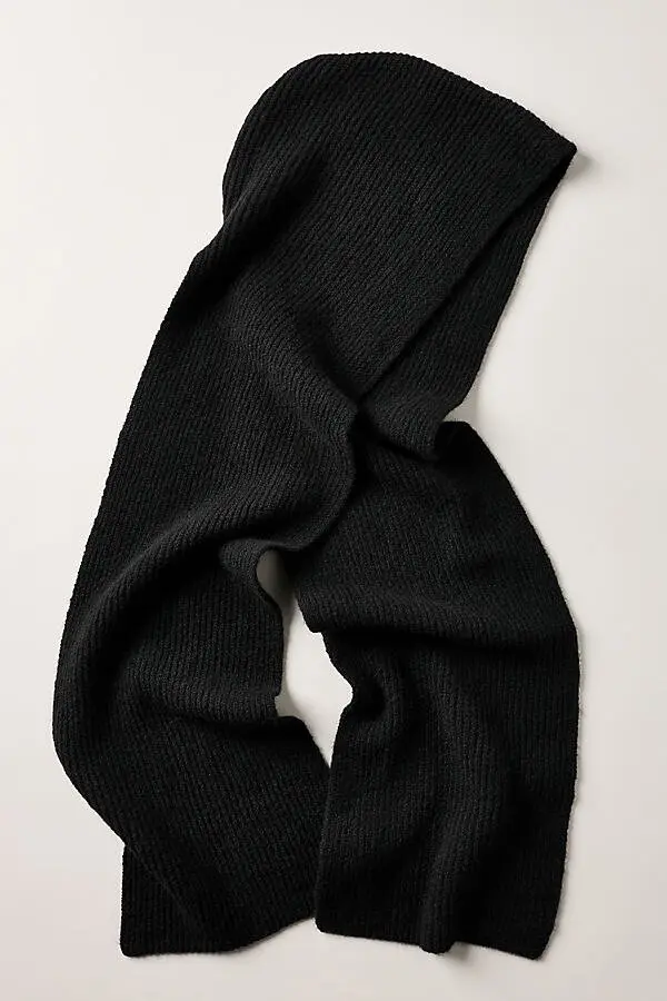 Anthropologie Long Knit Hood Scarf - Black