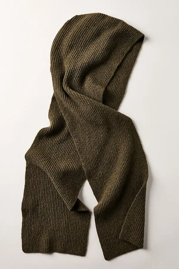 Anthropologie Long Knit Hood Scarf - Olive