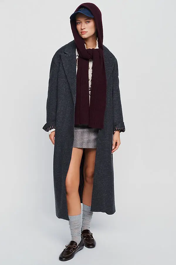 Anthropologie Long Knit Hood Scarf - Plum