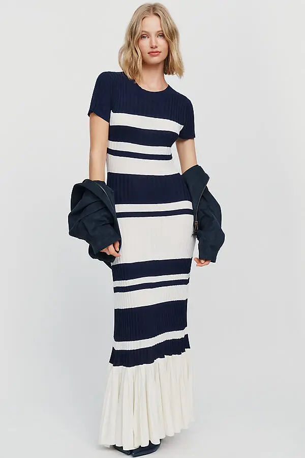 Maeve Ruffle-hem Sweater Midi Dress