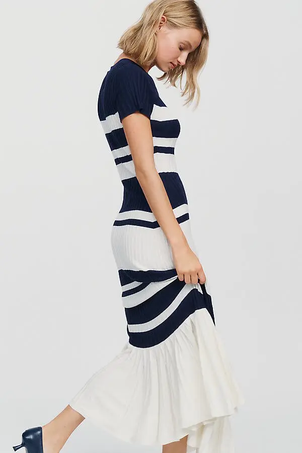 Maeve Ruffle-hem Sweater Midi Dress