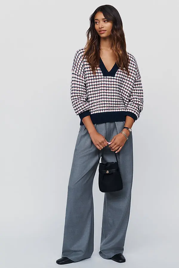 Maeve Cotton Wool Blend V Neck Sweater