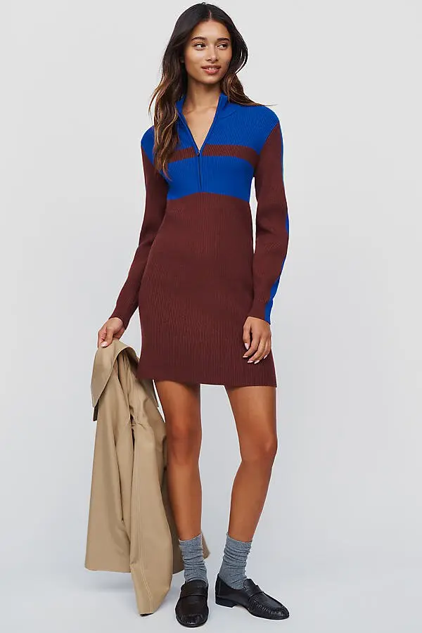 Maeve Quarter Zip Knit Mi Dress