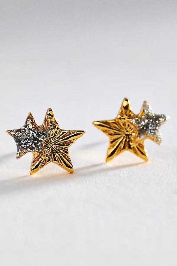 Anthropologie Double Star Post Earrgs
