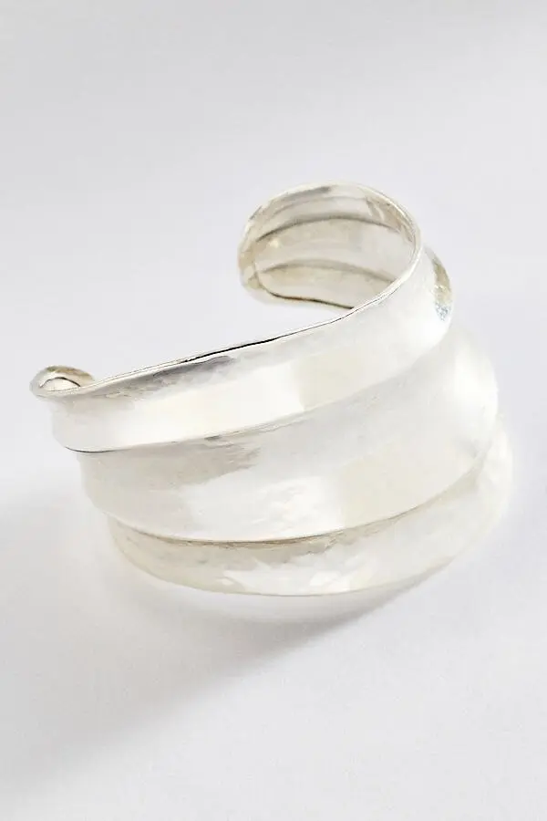 Anthropologie Ridged Cuff Bracelet - Silver