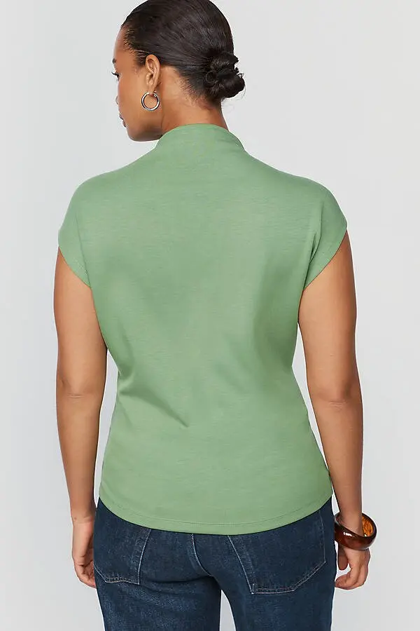 Maeve Mock Neck Wrap Top - Green