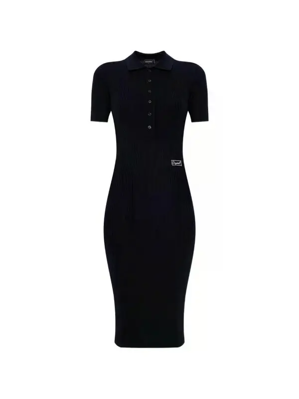 Dsquared2 Ribbed-knit Polo-collar Midi Dress