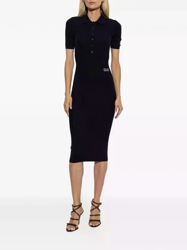 Dsquared2 Ribbed-knit Polo-collar Midi Dress