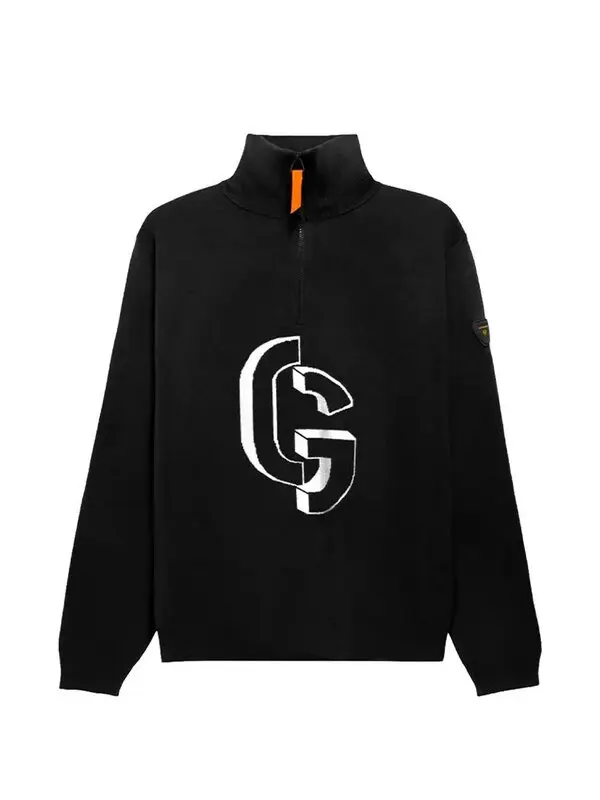 GERTRUDE Lewis Logo-intarsia Half-zip Sweater