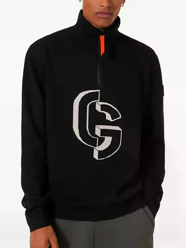 GERTRUDE Lewis Logo-intarsia Half-zip Sweater
