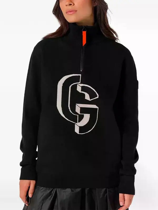 GERTRUDE Lewis Logo-intarsia Half-zip Sweater