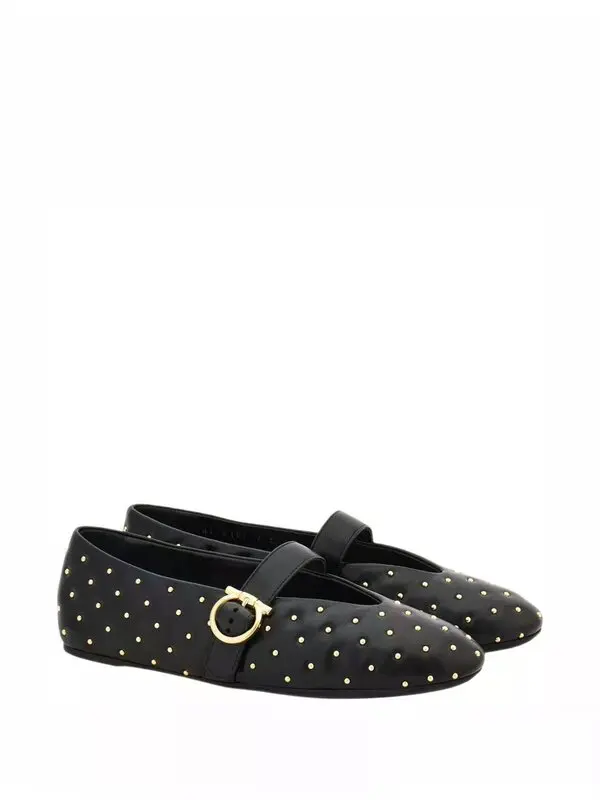 FERRAGAMO Studded Buckle-fastening Ballet Flats