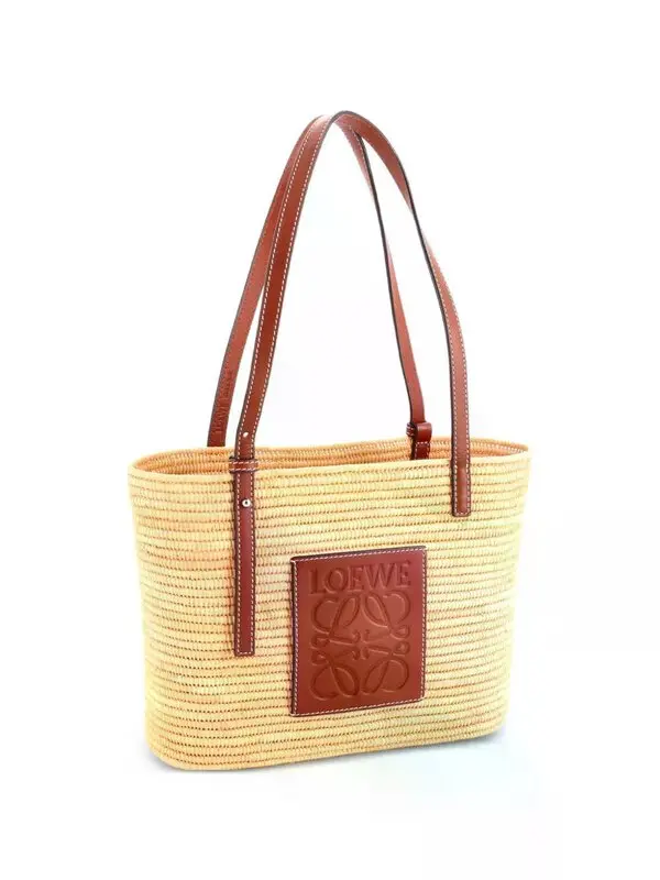 Loewe Square Basket Woven Raffia Small Tote Bag - Neutrals