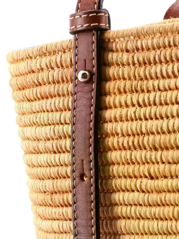 Loewe Square Basket Woven Raffia Small Tote Bag