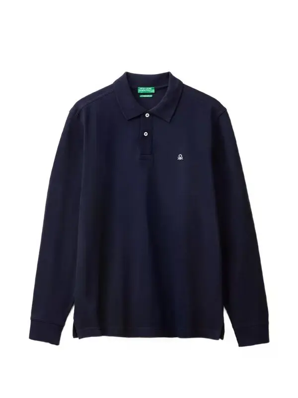 BENETTON Logo-embroidered Long-sleeve Polo Shirt