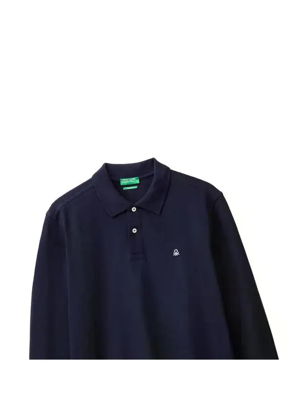 BENETTON Logo-embroidered Long-sleeve Polo Shirt