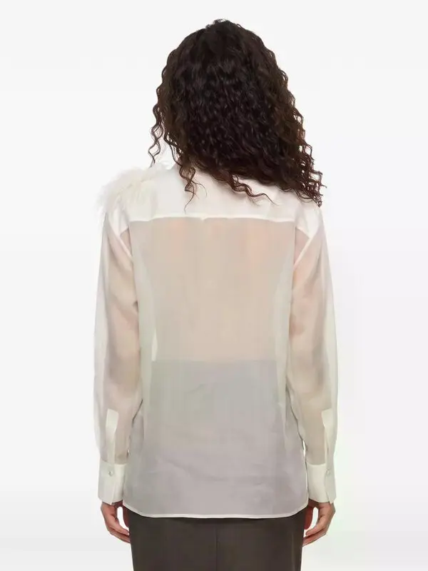 Antonelli Firenze Feather-trim Sheer Shirt
