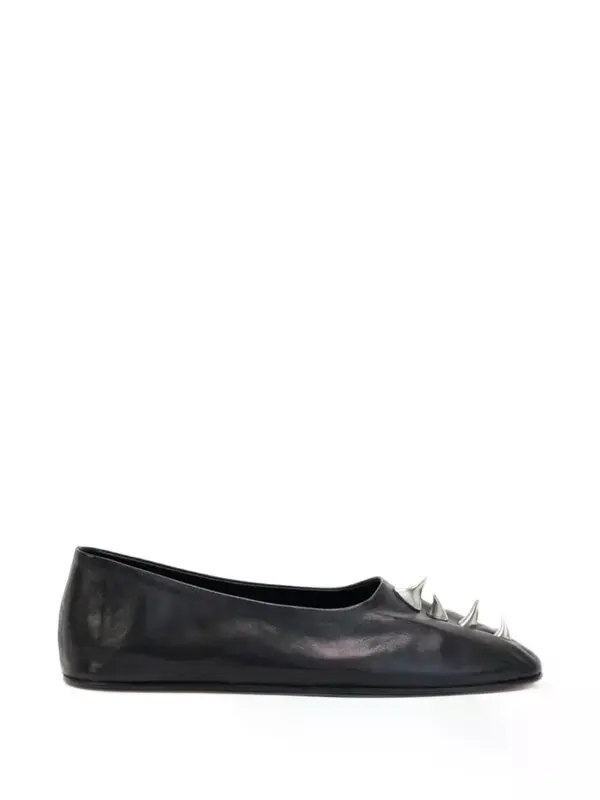 THE EROSE Thorn-embellished Leather Ballet Flats