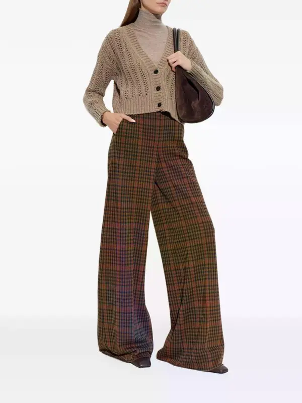 Max Mara Memiro Check-pattern Wide-leg Trousers