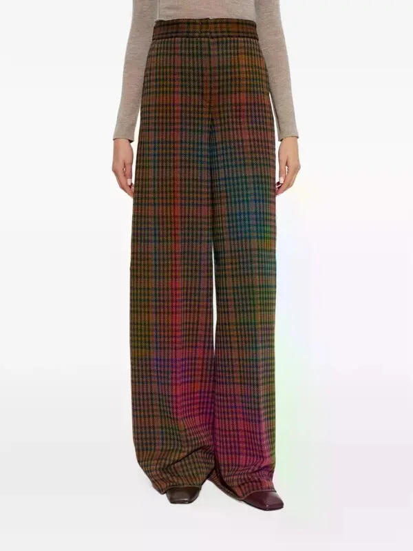 Max Mara Memiro Check-pattern Wide-leg Trousers