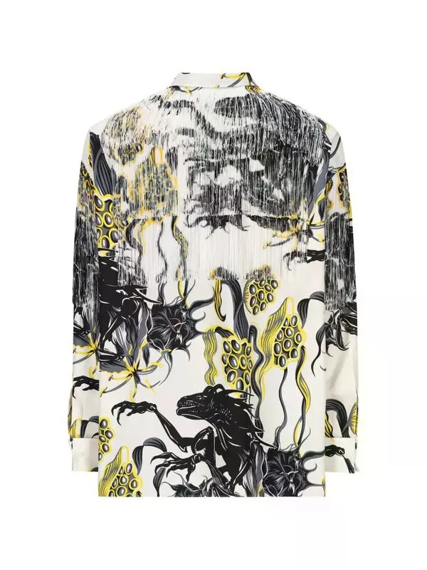 Prada Fringe-detail Graphic-print Shirt