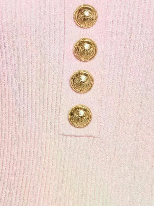 Balmain Rib-knit Button-embellished Long-sleeved Bodysuit