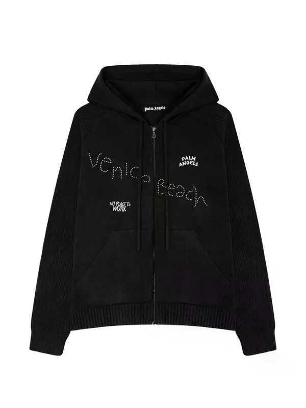 Palm Angels Stud-embellished Graphic-print Hoodie