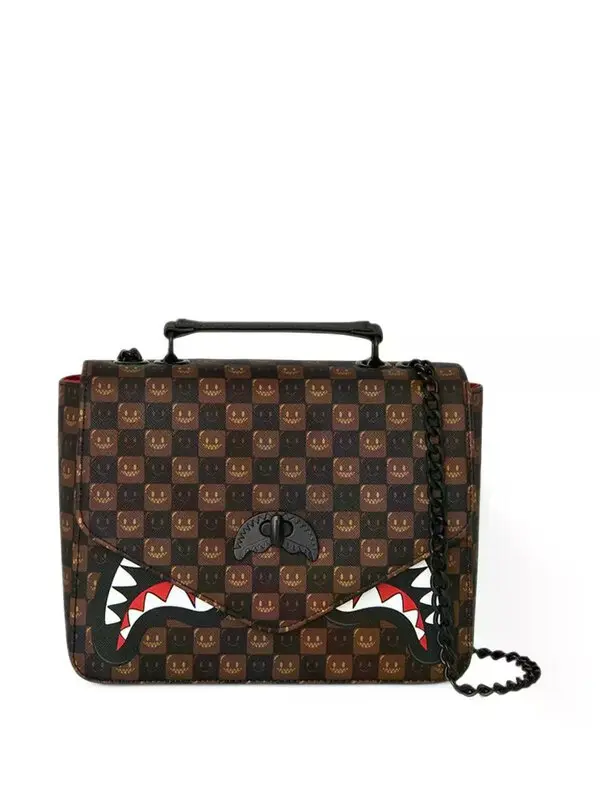 SPRAYGROUND Sharks In Paris Check-pattern Shark-mouth Shoulder Bag