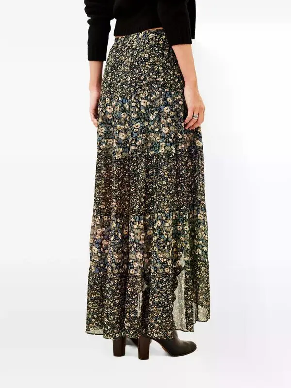 Ba&sh Kara Floral-print Tiered Maxi Skirt