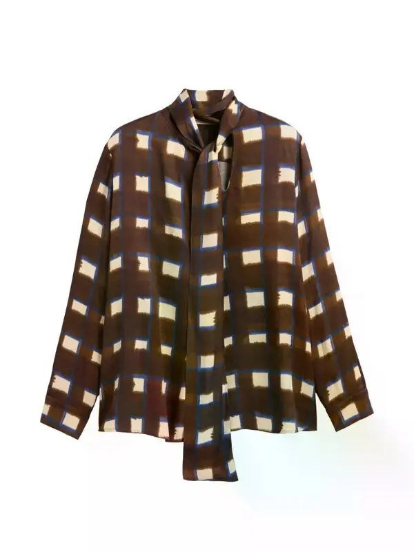 SLOWEAR Geometric-print Scarf-tie Blouse