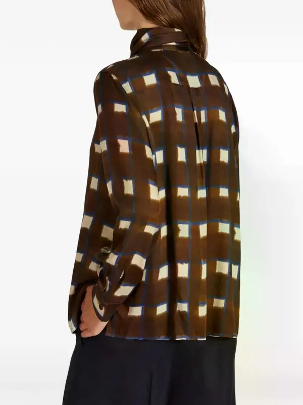 SLOWEAR Geometric-print Scarf-tie Blouse