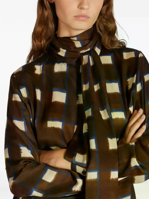 SLOWEAR Geometric-print Scarf-tie Blouse