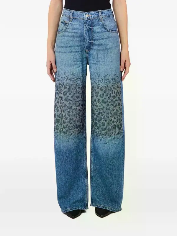 Liu Jo Rhinestone Leopard-pattern Jeans