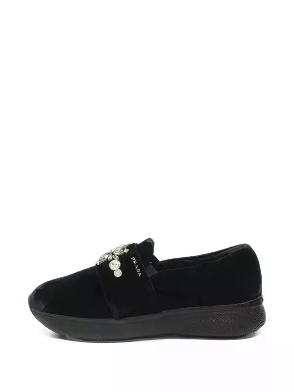 Prada Crystal-embellished Velvet Sneakers