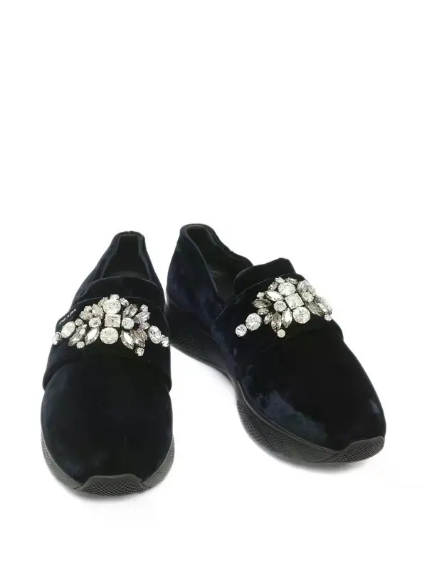 Prada Crystal-embellished Velvet Sneakers