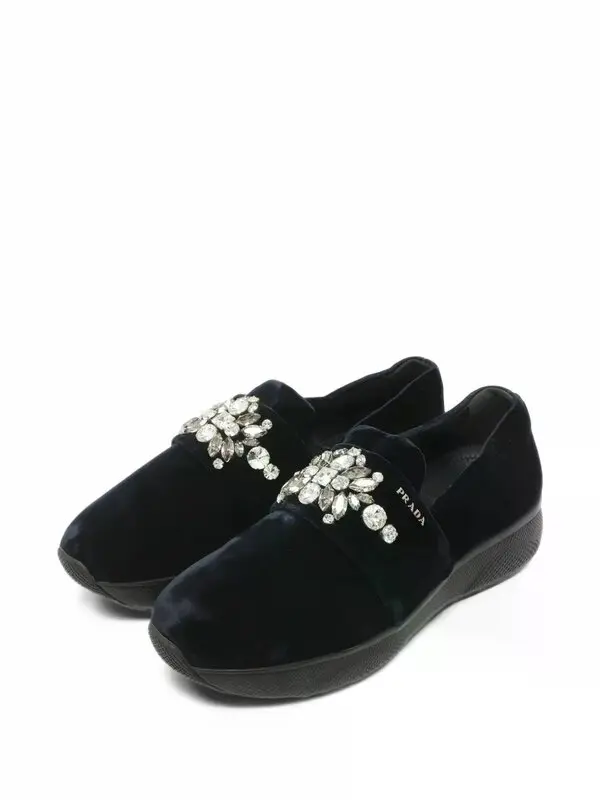 Prada Crystal-embellished Velvet Sneakers