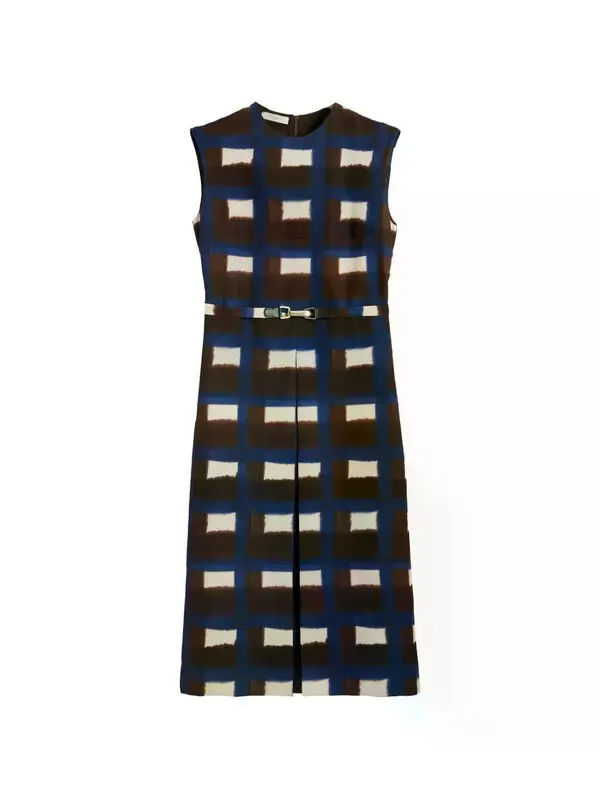 SLOWEAR Graphic-print Belted Midi Dress