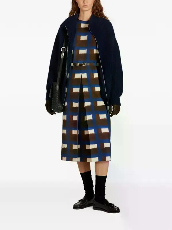 SLOWEAR Graphic-print Belted Midi Dress