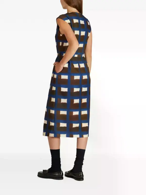 SLOWEAR Graphic-print Belted Midi Dress