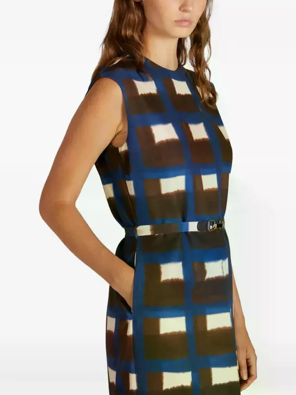 SLOWEAR Graphic-print Belted Midi Dress