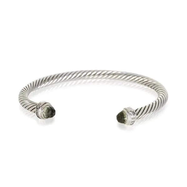 David Yurman Sterling Silver Prasiolite And Diamond Cable Classic Bracelet