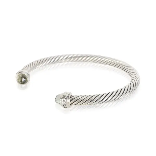 David Yurman Sterling Silver Prasiolite And Diamond Cable Classic Bracelet
