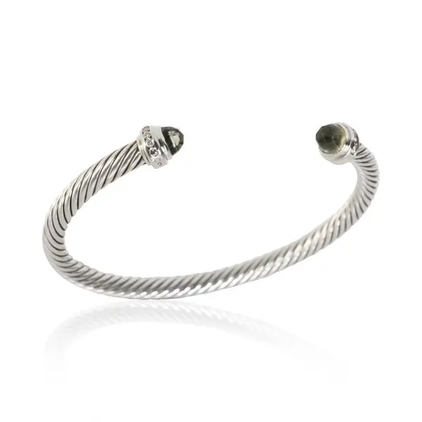David Yurman Sterling Silver Prasiolite And Diamond Cable Classic Bracelet