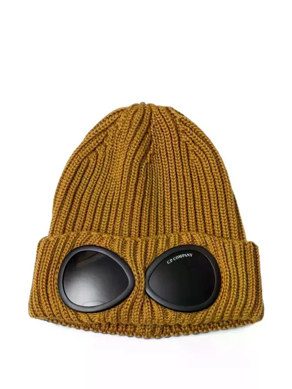 C.P. COMPANY Goggle Ribbed-knit Beanie Hat - Brown